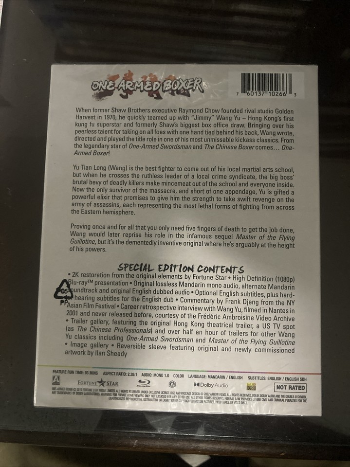 One-Armed Boxer (Blu-ray, 1972) W/ Slipcover Arrow Video US Jimmy Wang ...