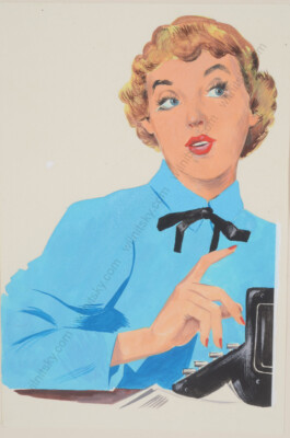 Heinz Bren (1925-1969) "Pin-Up typist", gouache, 1950s | eBay