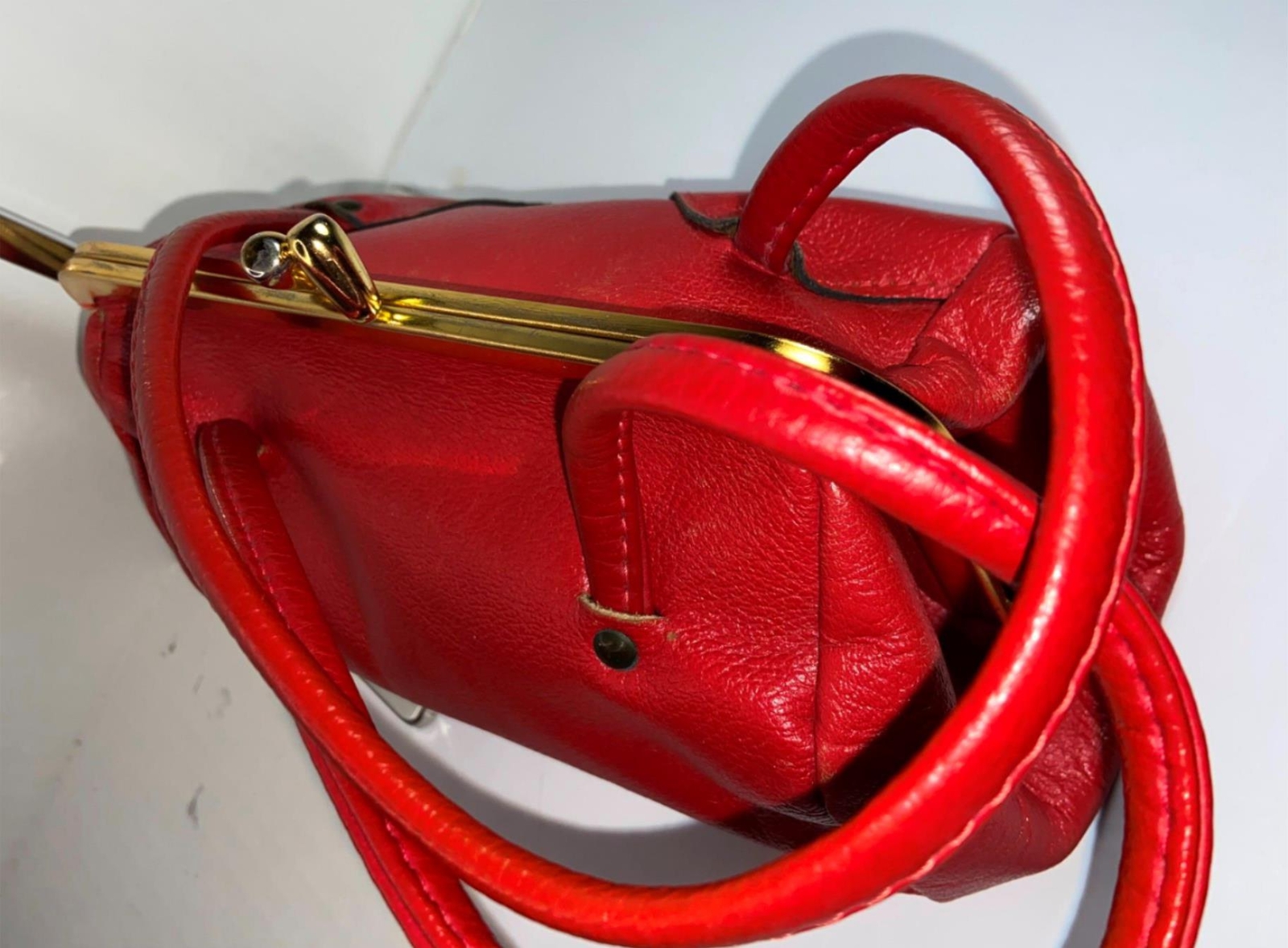 Darling Letisse Red All Leather KissLock Mini Purse 9" X 5" | eBay