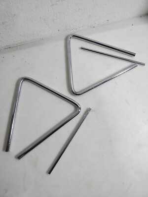 Pair Of 8 Inch Musical Steel Triangle Percussion Instrument With ...