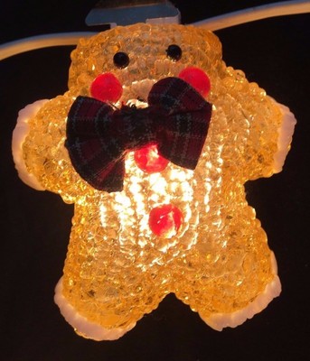 Christmas Gingerbread Men String Lights 3D Goldtone Plastic 64" Indoor ...