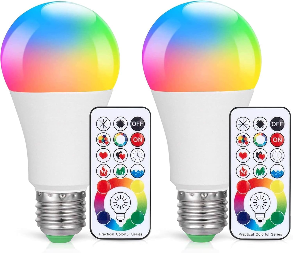 LED Light Bulbs Christmas, 2 Pack Dimmable E26 LED Light Bulb, 10W RGBW ...