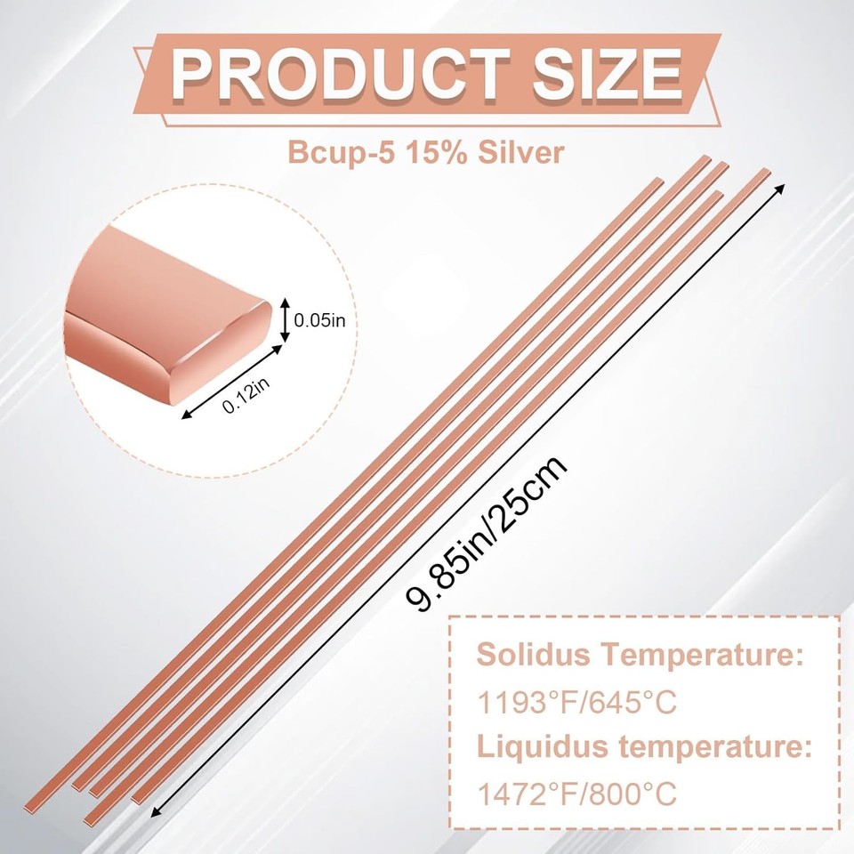 40 Sticks 15% Silver Brazing Rods – Flat Phos Copper Welding Rods for ...