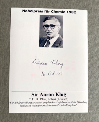 AARON KLUG (†2018) Nobelpreis Chemie 1982 signed Foto 10x15 Autogramm ...