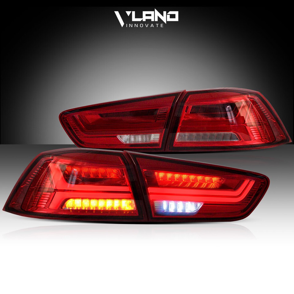 RED VLAND FULL LED Tail Lights For 2008-2017 Mitsubishi Lancer EVO X ...