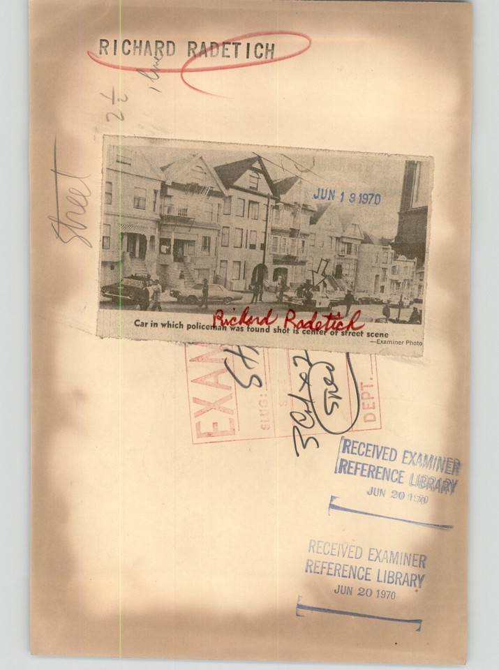 SAN FRANCISCO Policeman Slain CRIME SCENE Richard Radetich 1970 Press ...