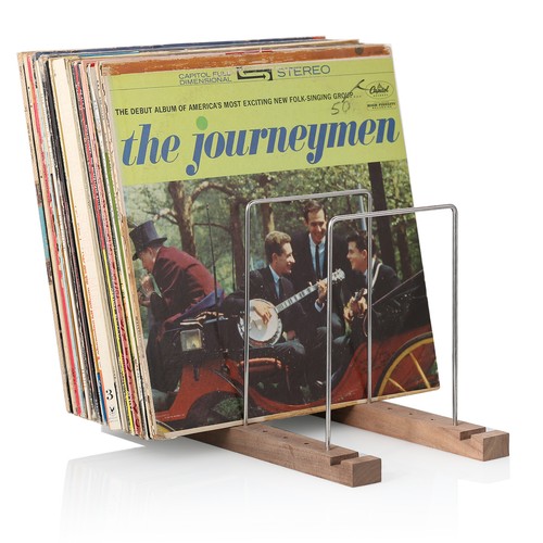 50-60pcs LP Turntable Vinyl Record Storage Holder Wooden+Stainless ...