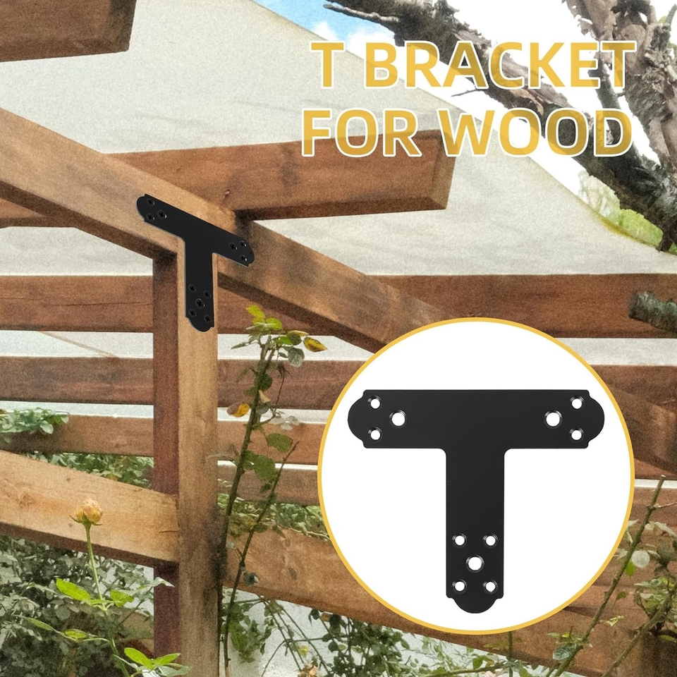 4Pcs Black T Bracket T Post Brackets Pergola Post to Beam Connectors ...