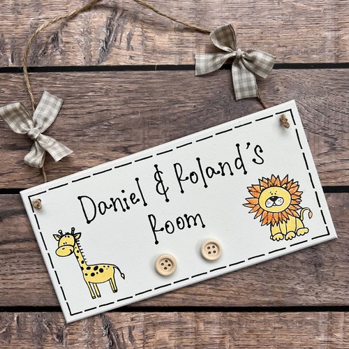 Personalised Name Door Girl Boys Plaque Brothers Bedroom Sign Twins ...