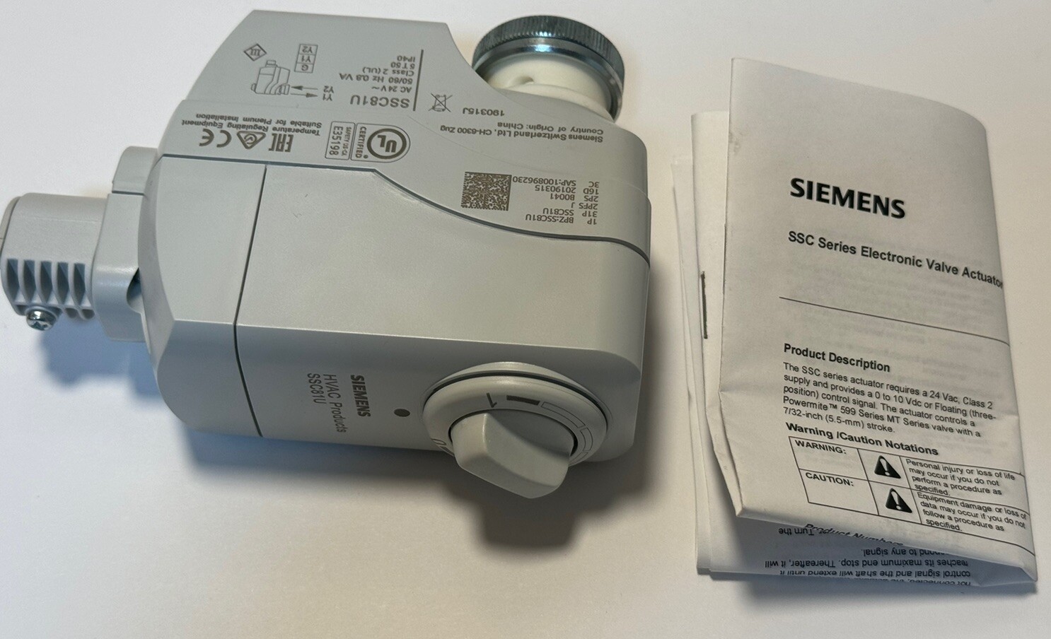 Siemens HVAC SSC81U Powermite 599 Series Valve Actuator 24V Non-Spring ...