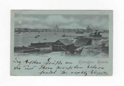 1898 Finland nice Lithographic postcard harbour view Helsingfors ...