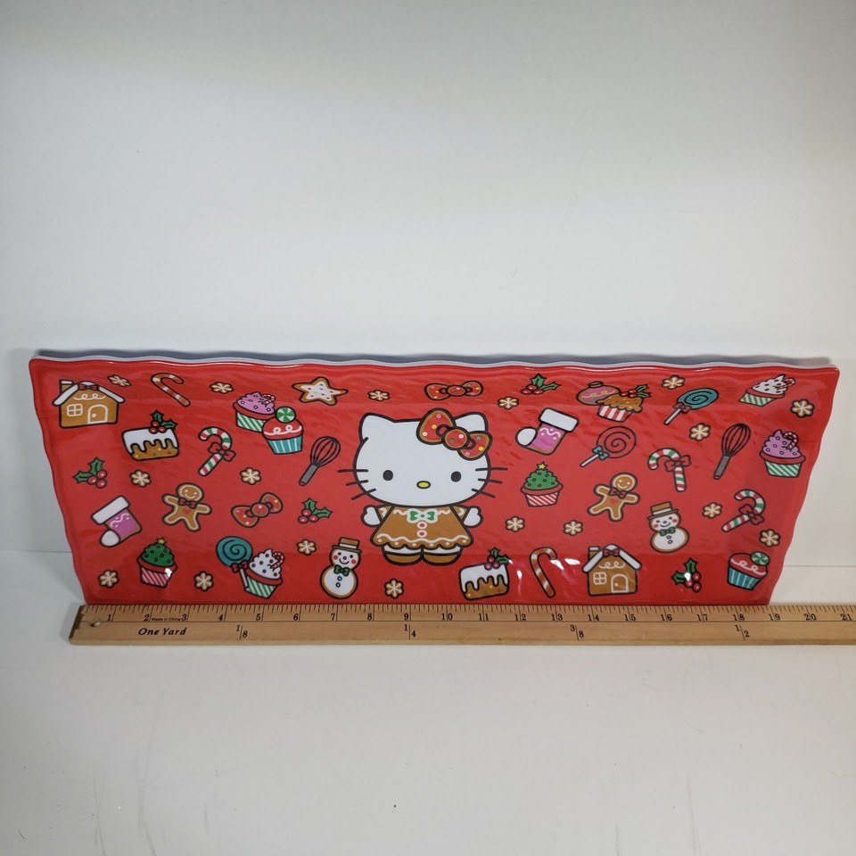 Sanrio Hello Kitty Gingerbread Large Red Christmas Serving Platter ...