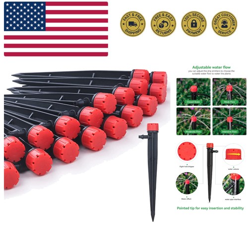 50pcs Drip Emitters for 1/4" Drip Irrigation Tubing, Adjustable 360 ...
