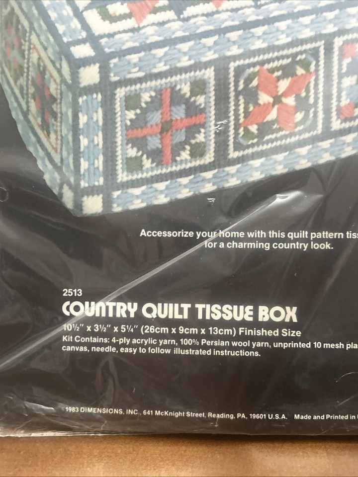 Needlepoint Plastic Canvas Tissue Box Cover - New Kit By Dimensions ...