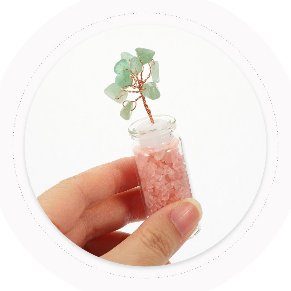 2pcs Crystal Fortune Tree Ornament Home Crystal Tree Decoration Office ...