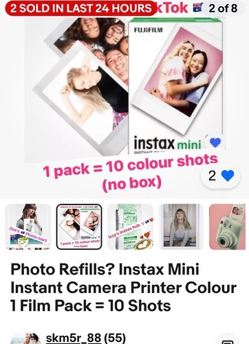 Fujifilm Mini Instax Instant Camera Printer Film Refills Colour Print ...