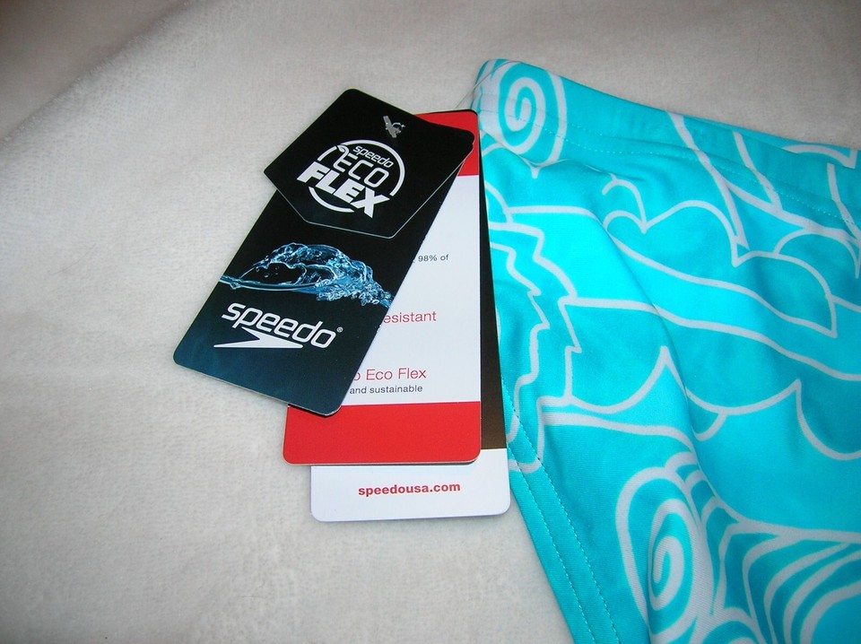 SPEEDO SOLAR POWERFLEX ECO - 1" ON THE HIP - AQUA & WHITE - SIZE 38 ...