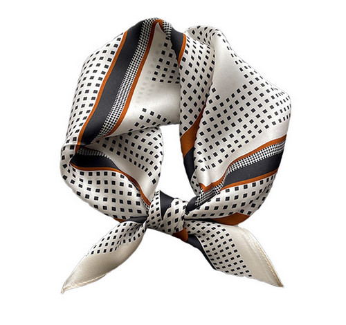 100% Silk 20" small Square Scarf Women neckerchief Wrap plaid black ...