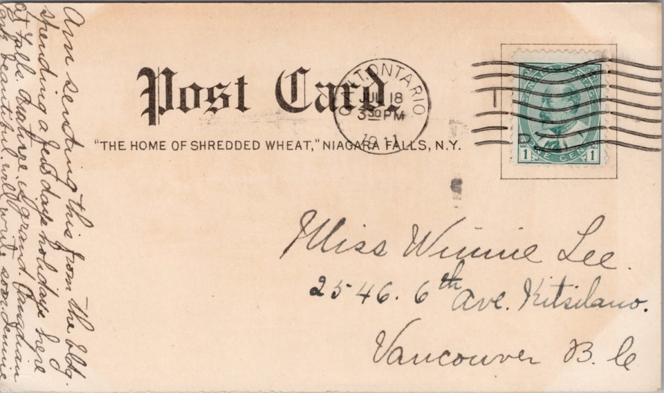 Shredded Wheat Ad Advert Promo Niagara Falls NY New York c1911 Postcard ...