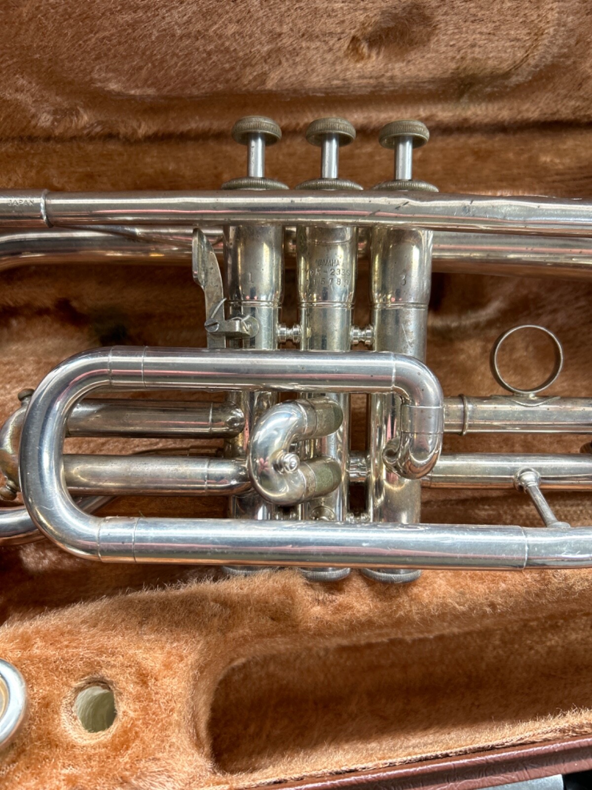 Silver Yamaha cornet trigger on the first valve slide | eBay