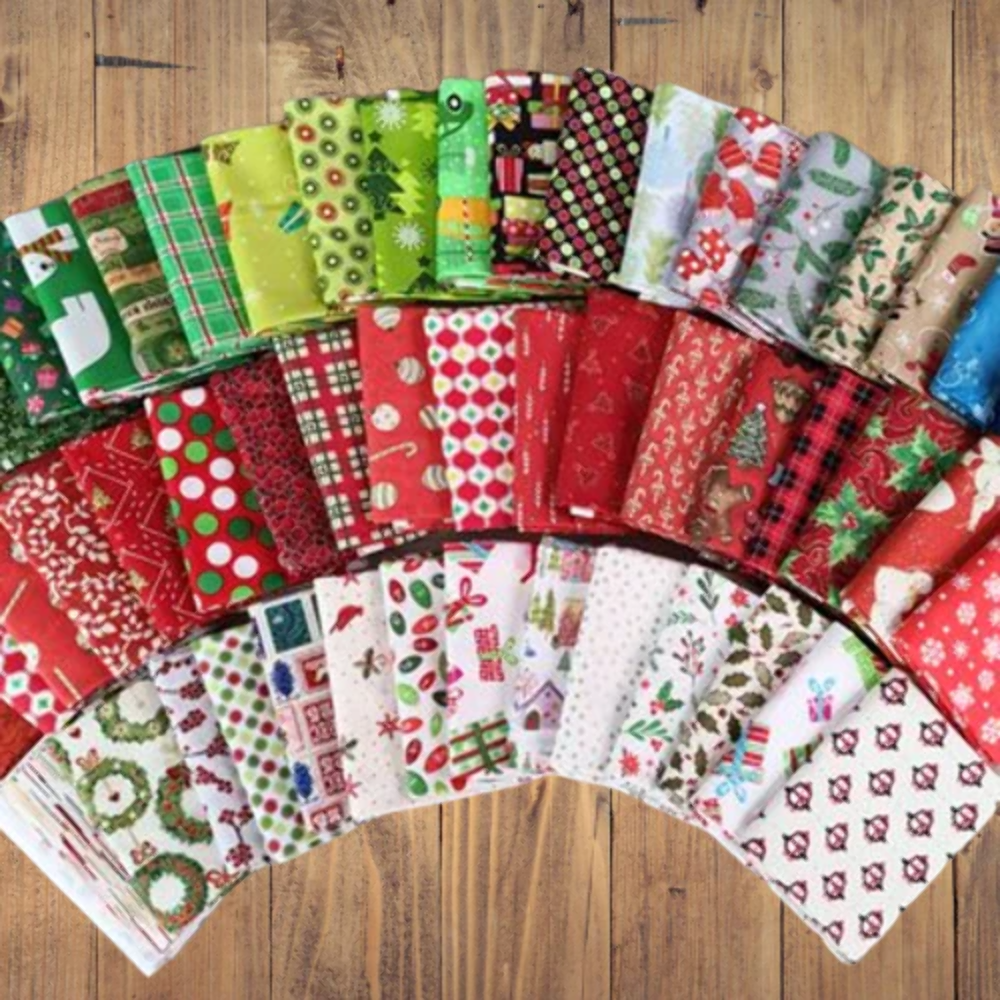 10 Fat Quarters Assorted Christmas Themed Prints Fat Quarter Bundle