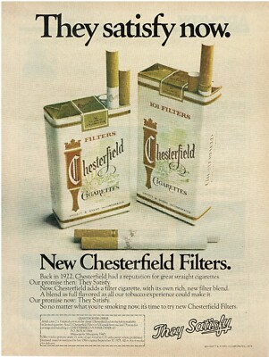 1975 New Chesterfield Filters Cigarettes Print Ad | eBay