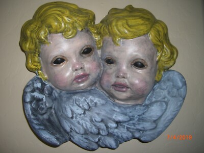 Ceramic Dark Evil Angels /Cherubs Wall Hang Halloween Gothic Haunted ...