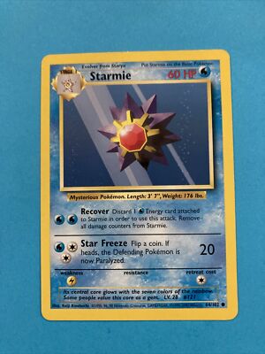 Pokemon Starmie Base Set 64/102 Shadowless NM Non-Holo Common Card | eBay