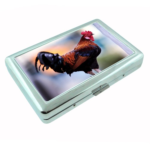 Rooster Metal Silver Cigarette Case D5 Chicken Gallos Flightless Bird ...