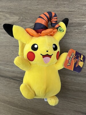 Pokemon 8” Pikachu Wearing Witch Hat Plush Licensed Authentic Halloween ...