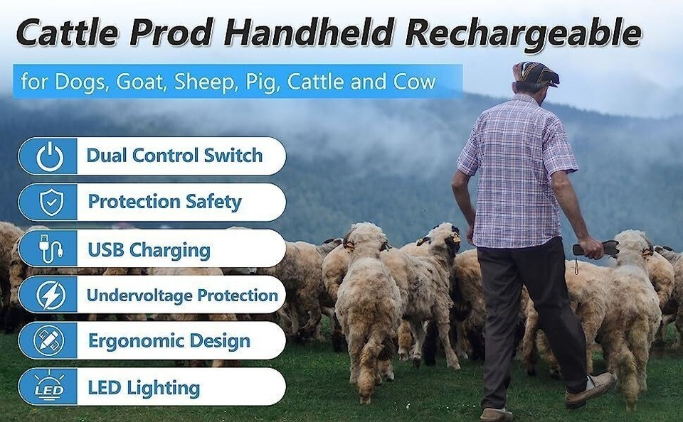 USB Electric Pig Cattle Moving Tool Cows Livestock Driving Stick Repel ...