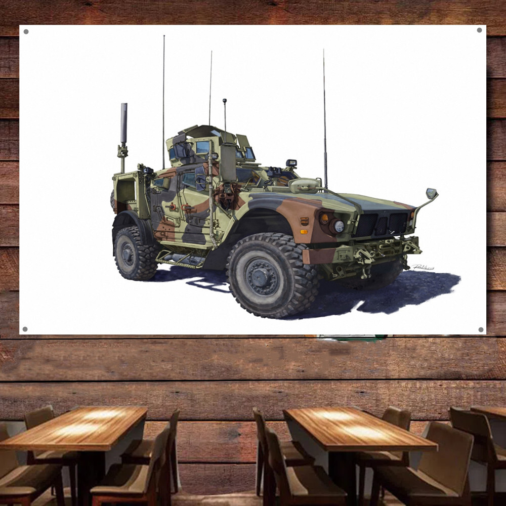 US Mine Resistant Ambush Tank Poster Military Panzer Flag Vintage War ...