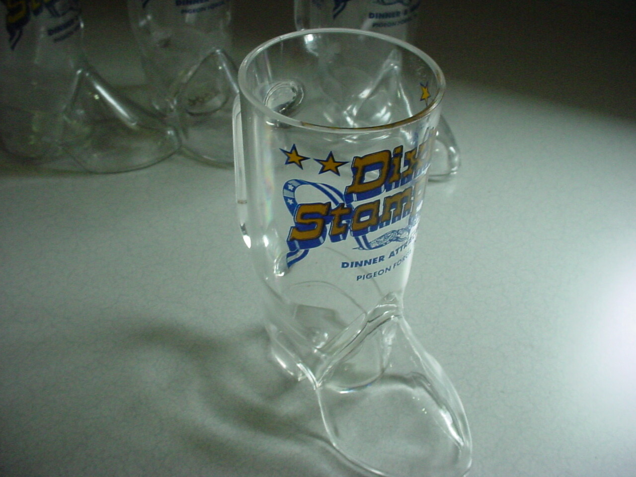 DOLLY PARTON'S DIXIE STAMPEDE DINNER & SHOW CLEAR PLASTIC BOOT MUGS and ...