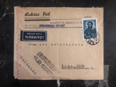 1942 Budapest Hungary Censored Commercial Cover To Vienna Germany | eBay