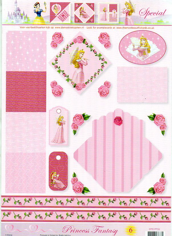 Disney Princess Fantasy Disney Princess Decoupage A4 Sheet Card Making ...