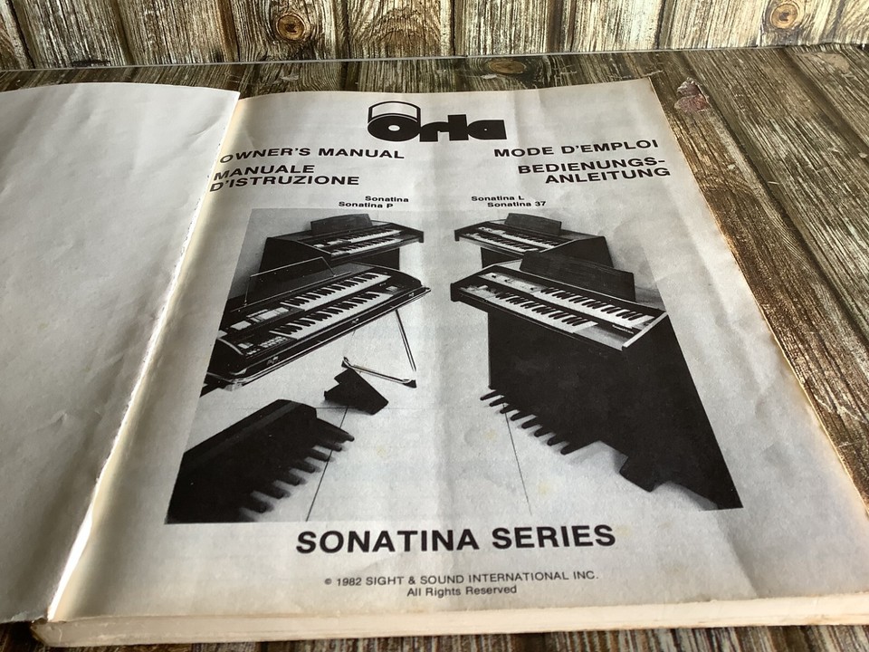 ORLA ORGAN MANUAL BOOK OWNERS MANUAL ORLA SONATINA SERIES ORGANS 1982 ...