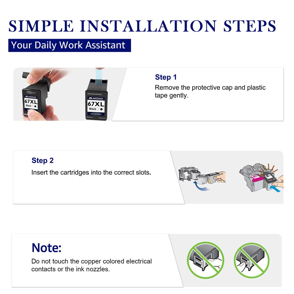 67 XL Ink Cartridge for HP 67XL For Deskjet 2700e 2722 4120 Envy 6000 ...