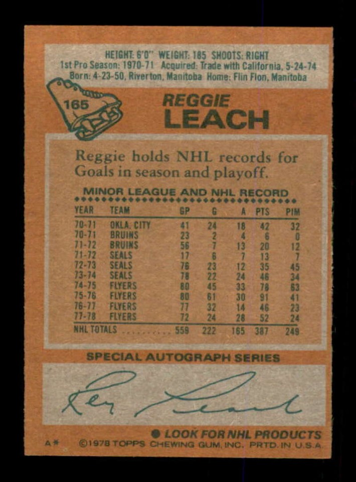 1978-79 Topps #165 Reggie Leach EXMT+ Flyers 547529 | eBay