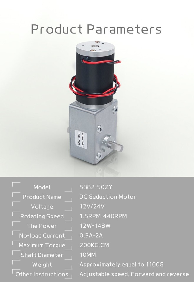 DC 12V 24V Double Short Shaft 5882-50ZY Worm Gear Self-locking Motor ...
