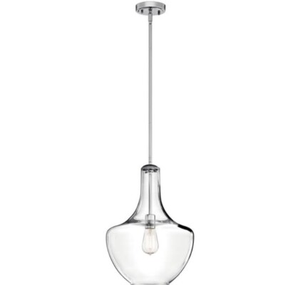 Kichler 42046CH Chrome Everly 14" Wide Single Pendant with Clear Glass ...