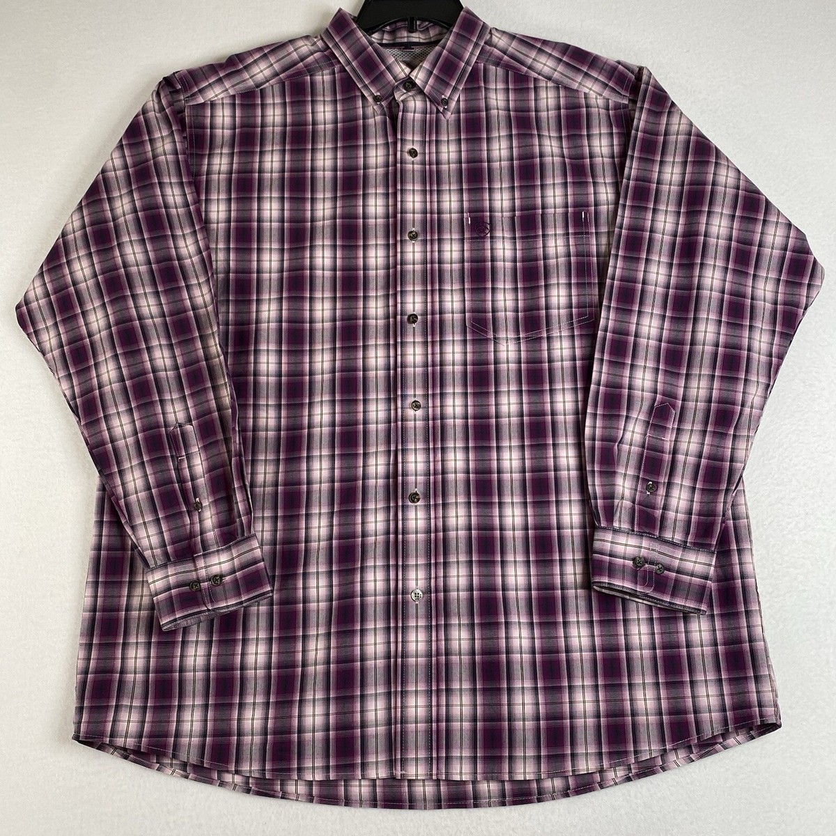 Mens Purple Plaid Button Down Shirt Alan Flusser Alan Flusser Men's