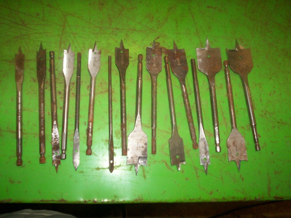 16 Pc Spade Bits, Paddle Wood Boring, Flat Woodworking, Butterfly Bits ...