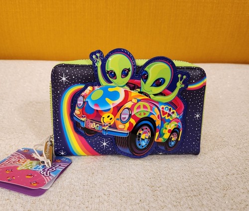 Loungefly Lisa Frank Cosmic Alien Ride Glow in the Dark Rainbow Zip ...