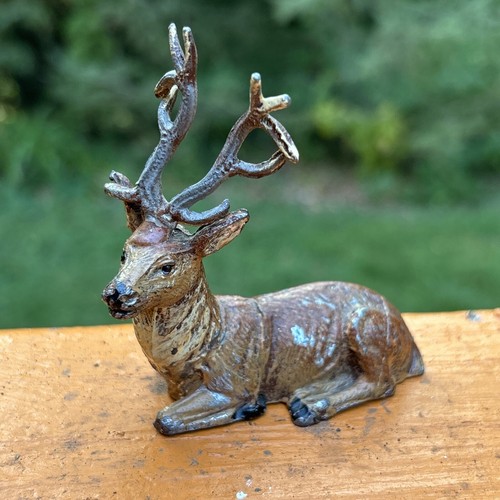 Old 1930s Pair German Lead Christmas Reindeer For Putz Village Or ...
