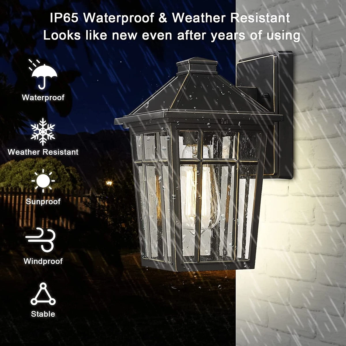 Sunlite 1-Light Black Half Octagon LED Outdoor Wall Light, 55% OFF