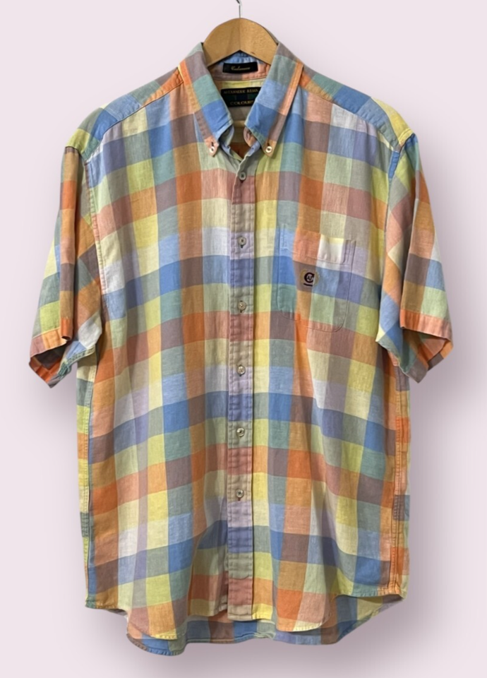 Alexander Julian Coloues Coolwear L Linen Blend Plaid Shirt Pastel ...