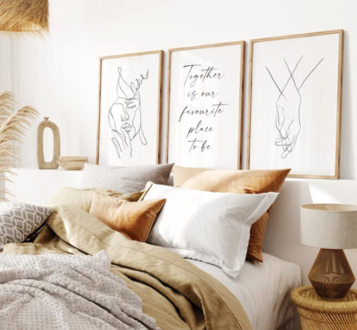 Set of 3 Together Is Our Favorite Place To Be Line Wall Art, Home Decor ...