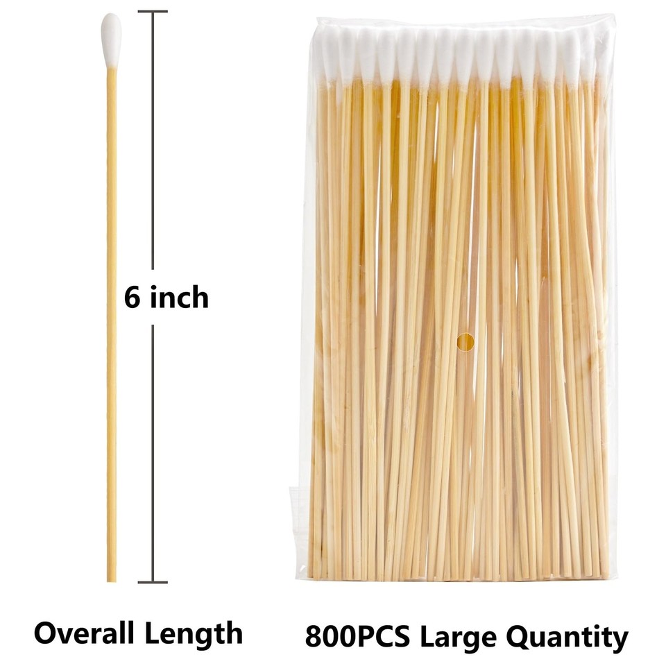 800PCS Long Cotton Swabs Bulk - 6" Wooden Cotton Swab with Strong ...