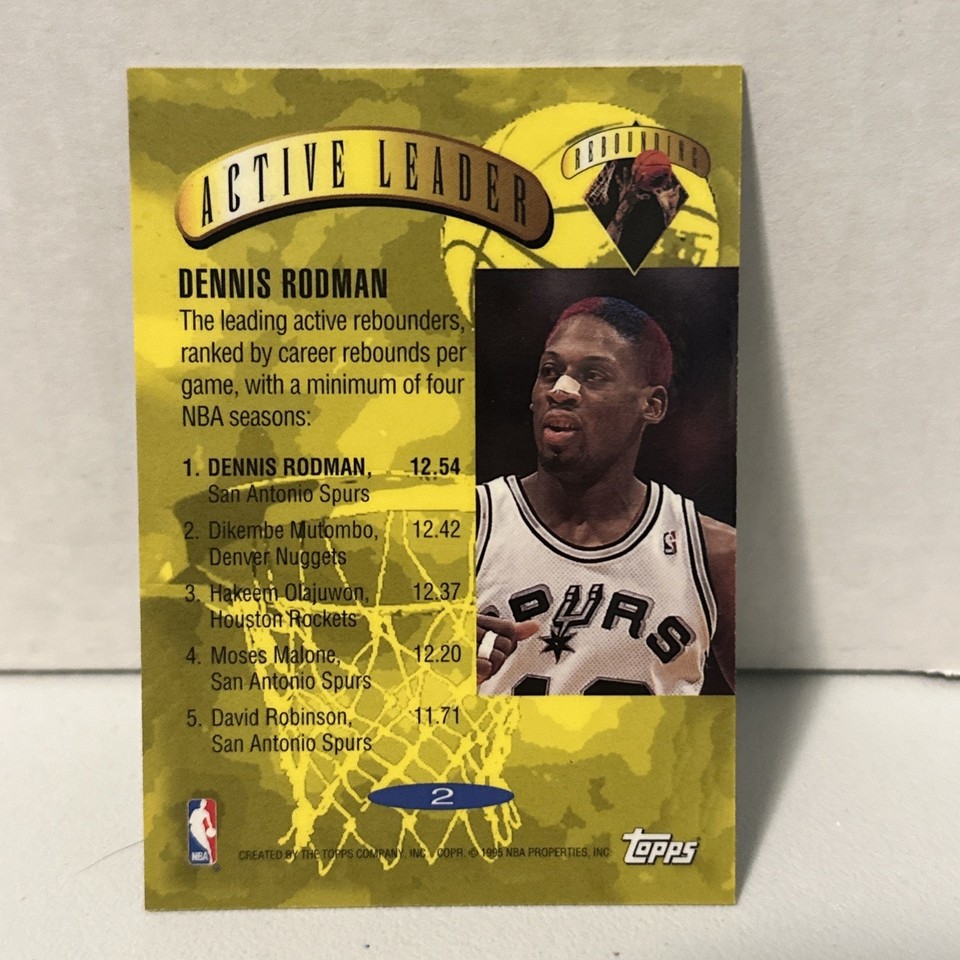 1995-96 Topps Basketball Gold Pulsar Active Leaders Dennis Rodman #2 | eBay