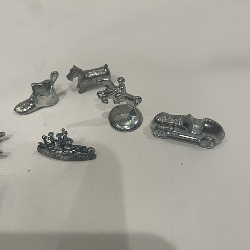 Monopoly Metal Game Pieces Tokens Lot 7 Boot Car Wheelbarrow Dog Ship ...